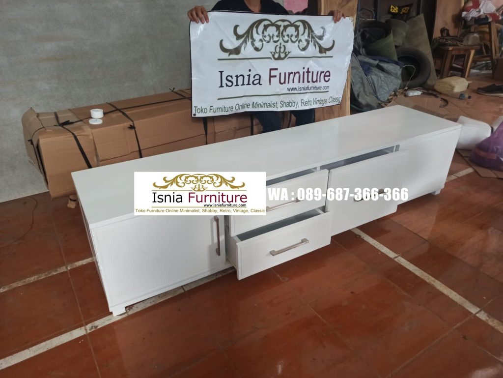 Meja TV Laci Minimalis Desain Simple Modern Cat Duco